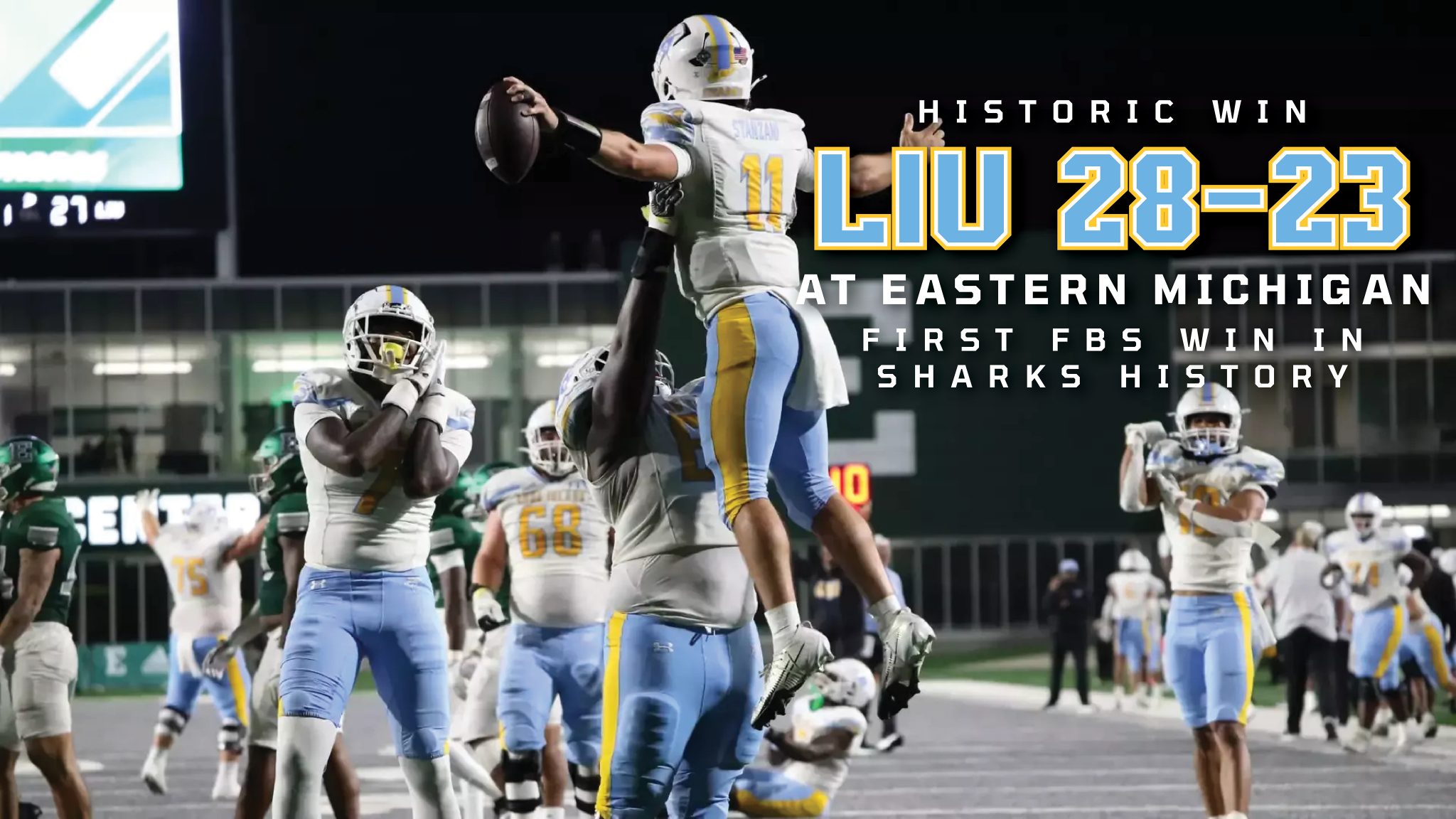 LIU Knocks off Eastern Michigan to Earn Program’s 1st FBS Win | LIU ...